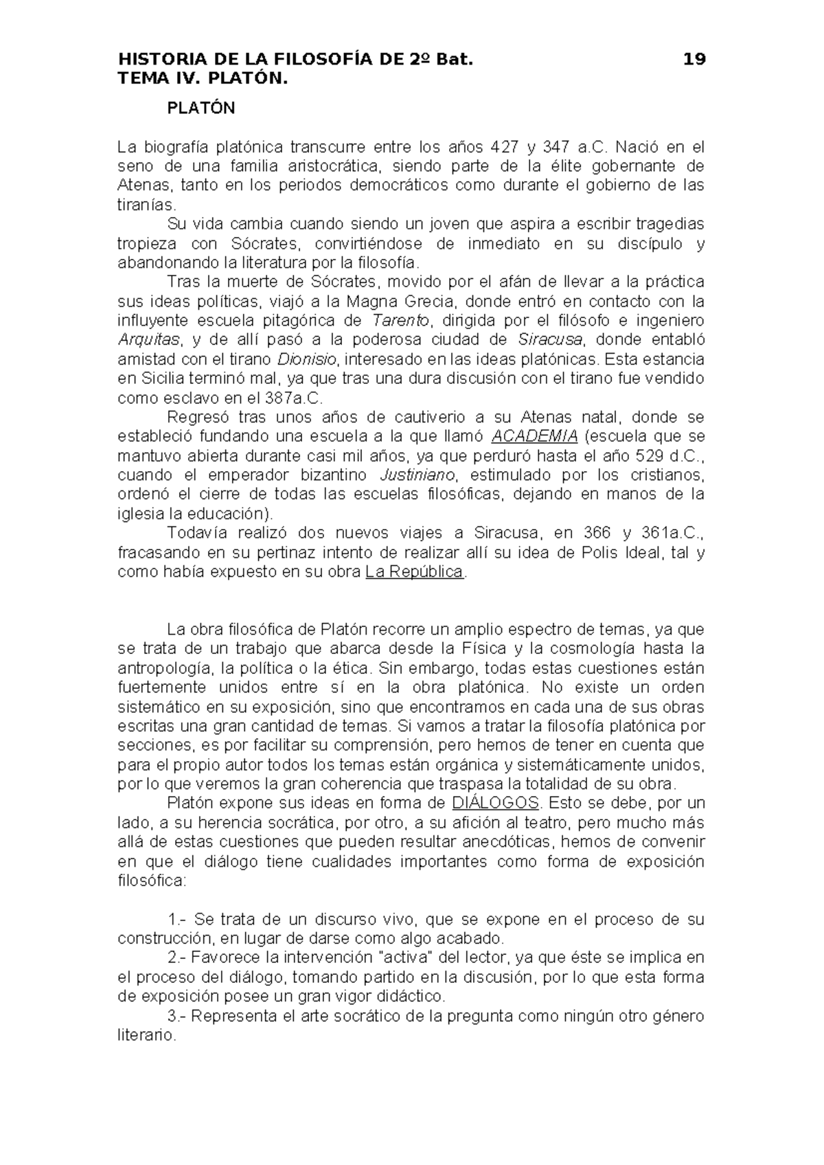 Eplatón - ouuy - TEMA IV. PLATÓN. PLATÓN La biografía platónica ...