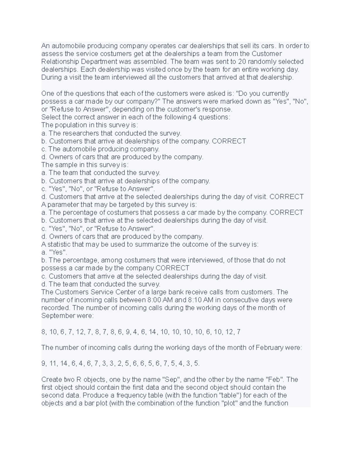 Answer 1 - An automobile producing company operates car dealerships ...