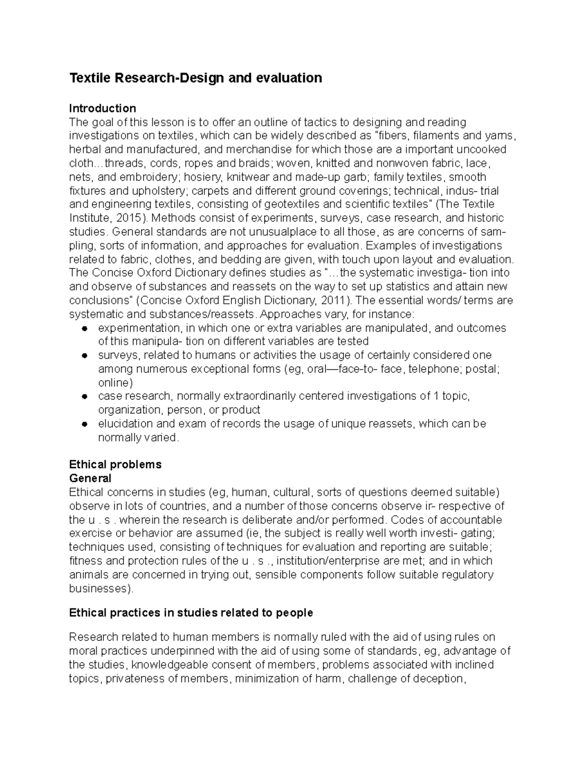 Textile Research-Design and evaluation - Textile Research-Design and ...