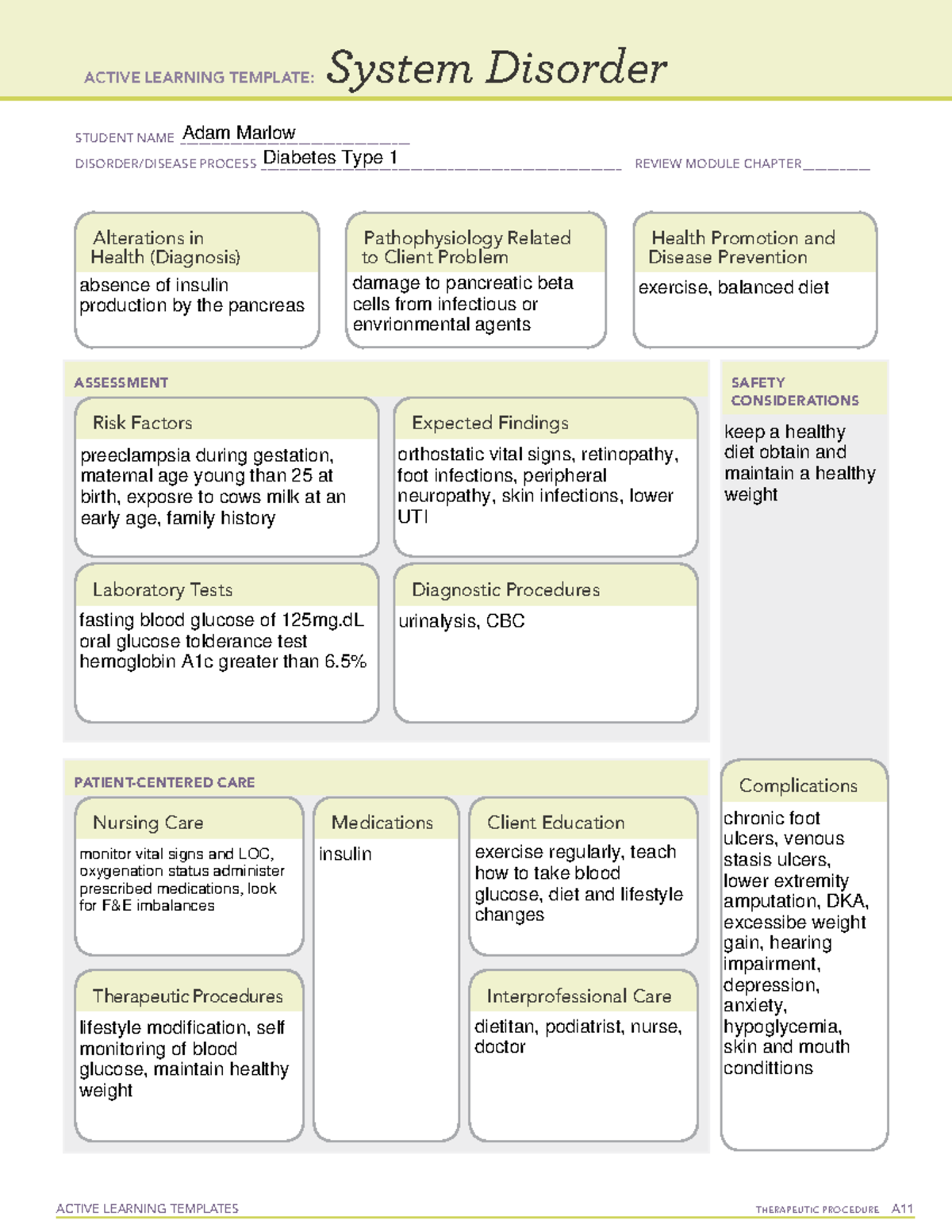 Diabetes Melitus type 1 - ACTIVE LEARNING TEMPLATES THERAPEUTIC ...