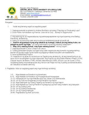 Guryon - Activity - PANUTO: Basahin mo ang tulang sinulat ni Ildefonso ...