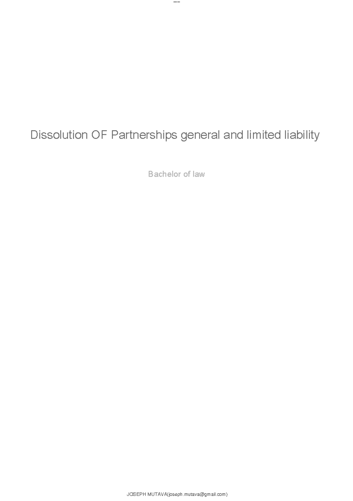 Dissolution of partnerships general and limited liability - Dissolution ...