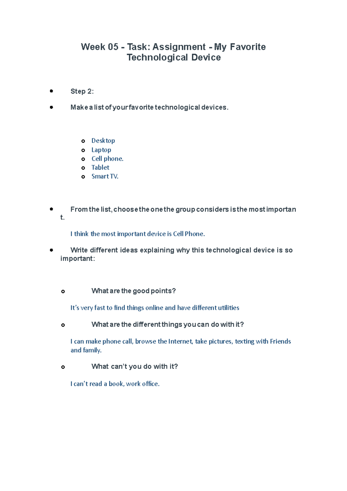 Week 05 - My favorite Technological Device - Week 05 - Task: Assignment ...