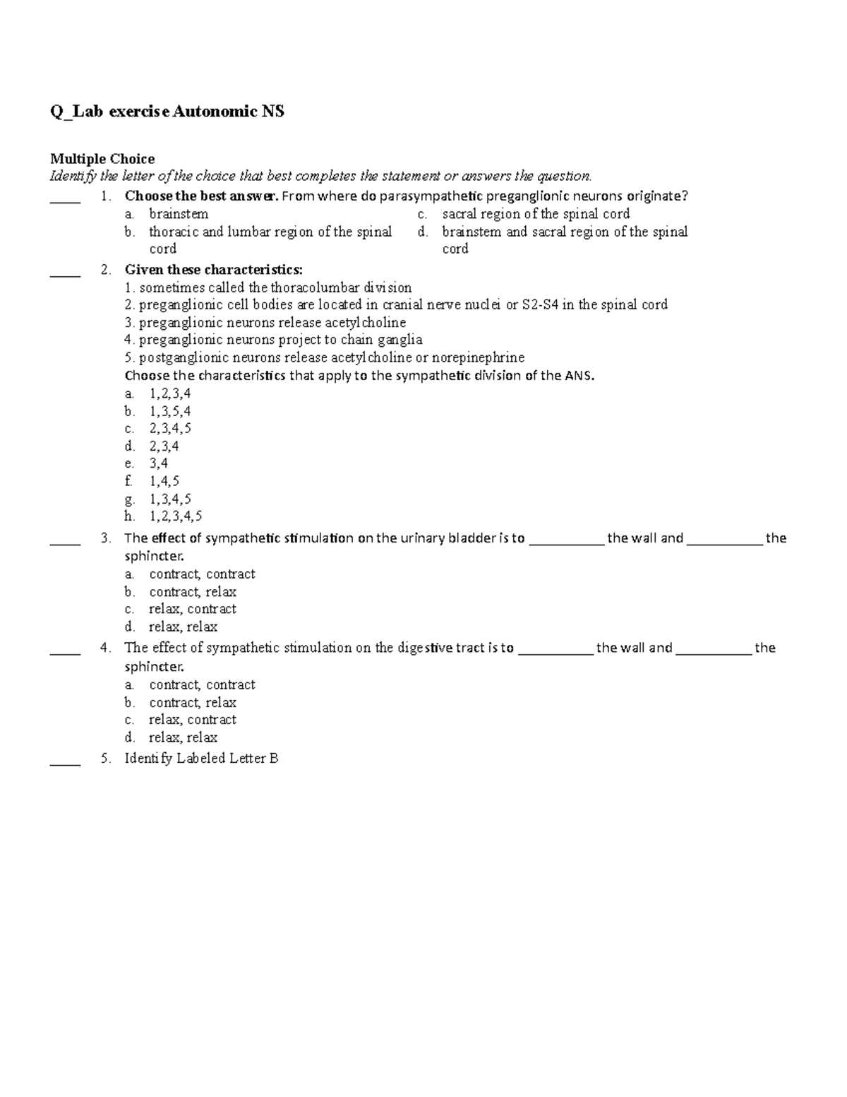 Q Lab exercise Autonomic NS for the Nervous System - Q_Lab exercise ...