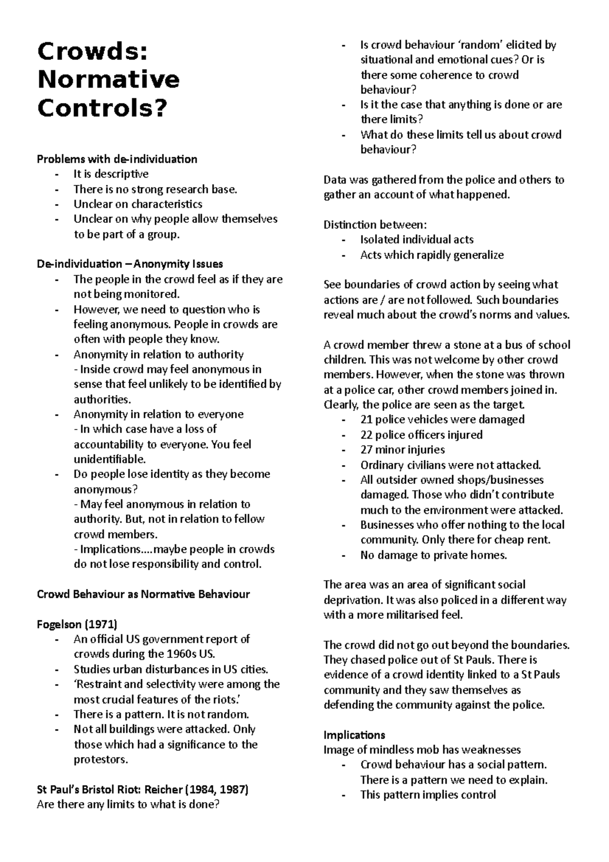 Crowds - Normative Control - Crowds: Normative Controls? Problems with ...