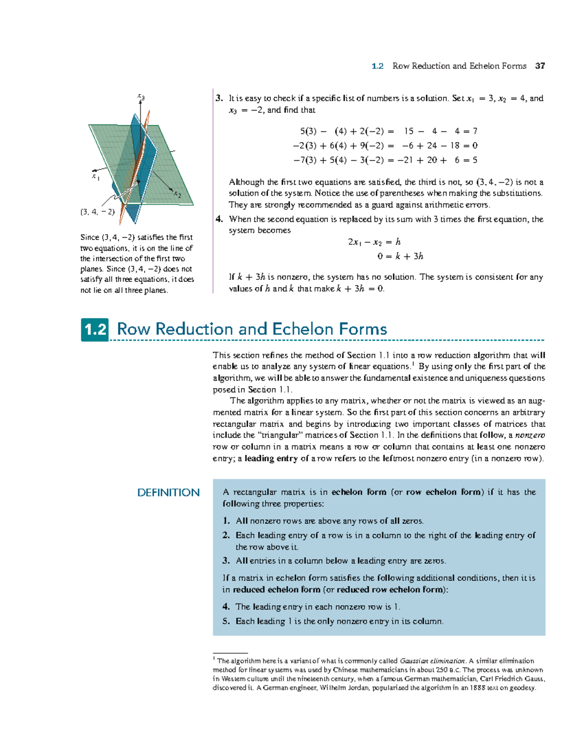1.2 Row Reduction and Echelon Froms - Set x 1 D 3 , x 2 D 4 , and x 3 D ...