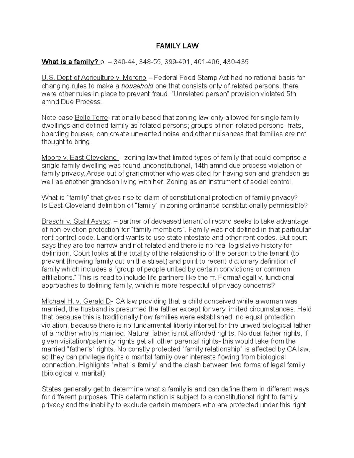 Family Law Notes Crossley - FAMILY LAW What is a family? p. – 340-44 ...