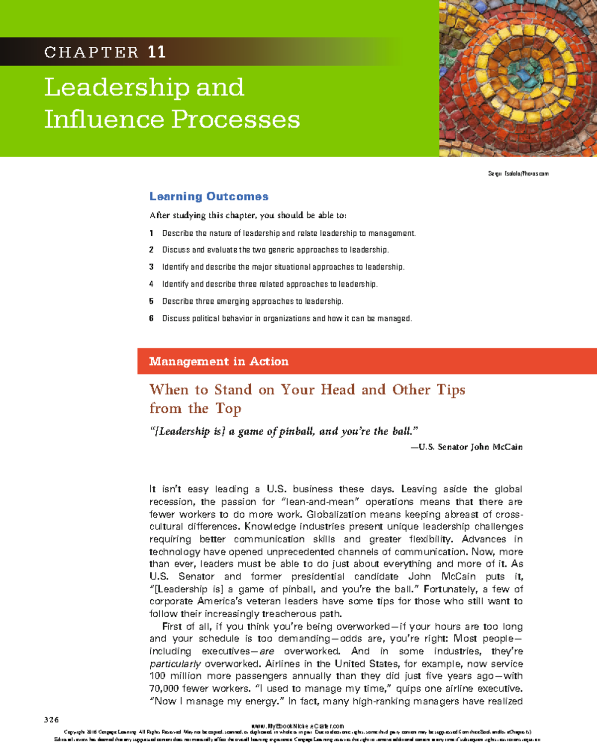 Leadership AND Influence Process - C H A P T E R 11 Leadership and Influence Processes Learning ...