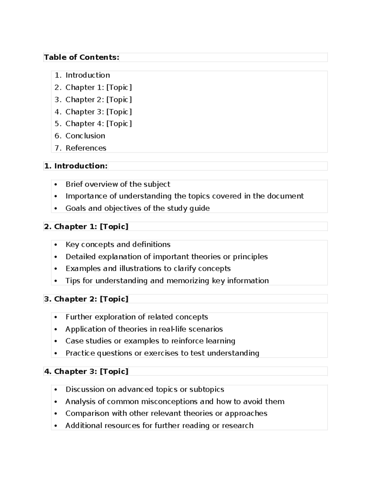 Table of Contents - Study Guide for FAR - Table of Contents: 1. Introduction 2. Chapter 1 ...