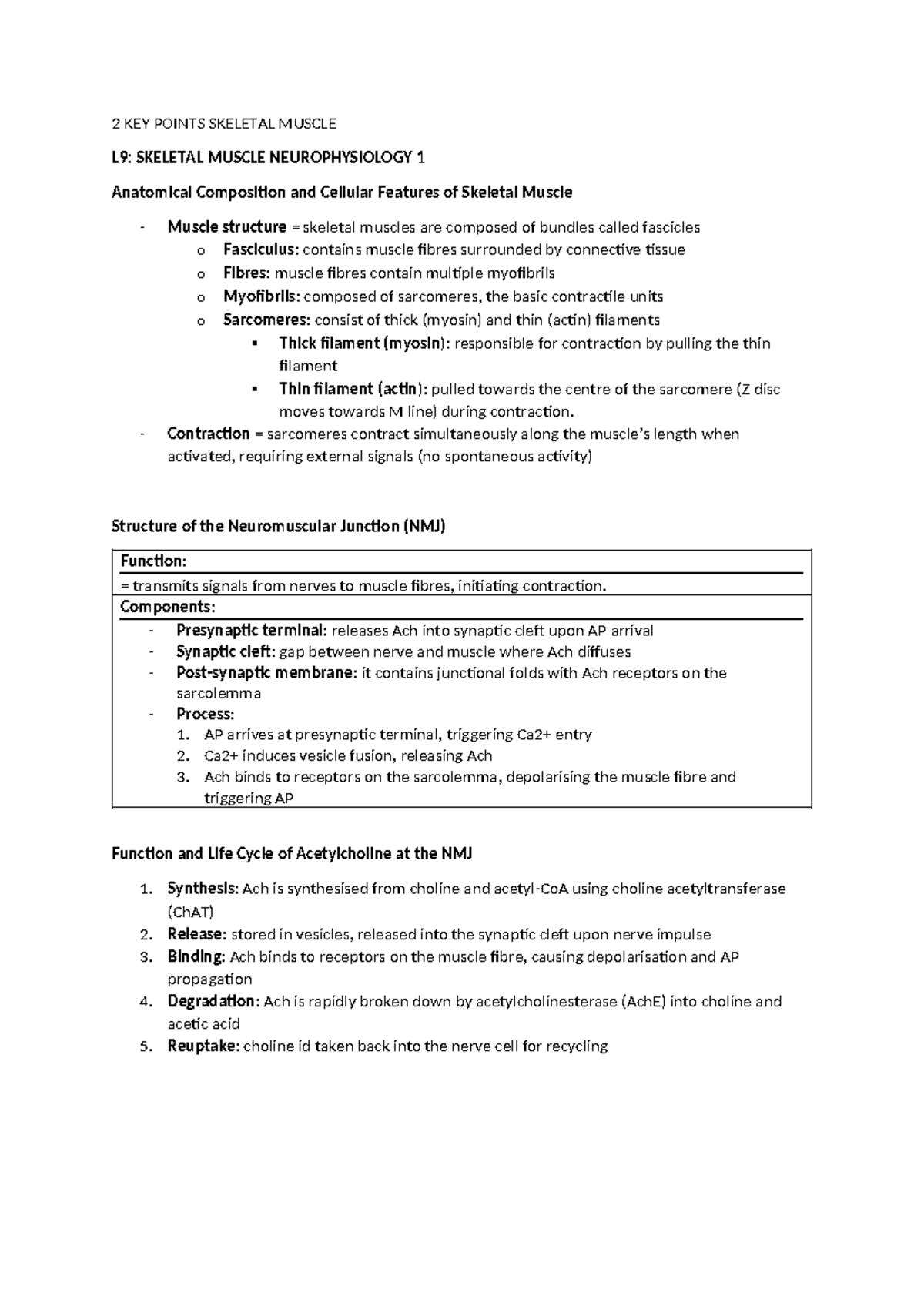 2 KEY Points Skeletal Muscle - 2 KEY POINTS SKELETAL MUSCLE L9 ...