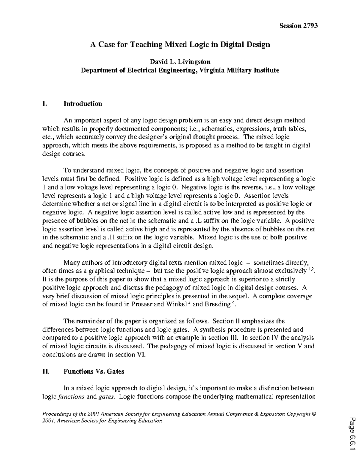 A case for teaching mixed logic in digital design - Proceedings of the 2001 American Society for ...