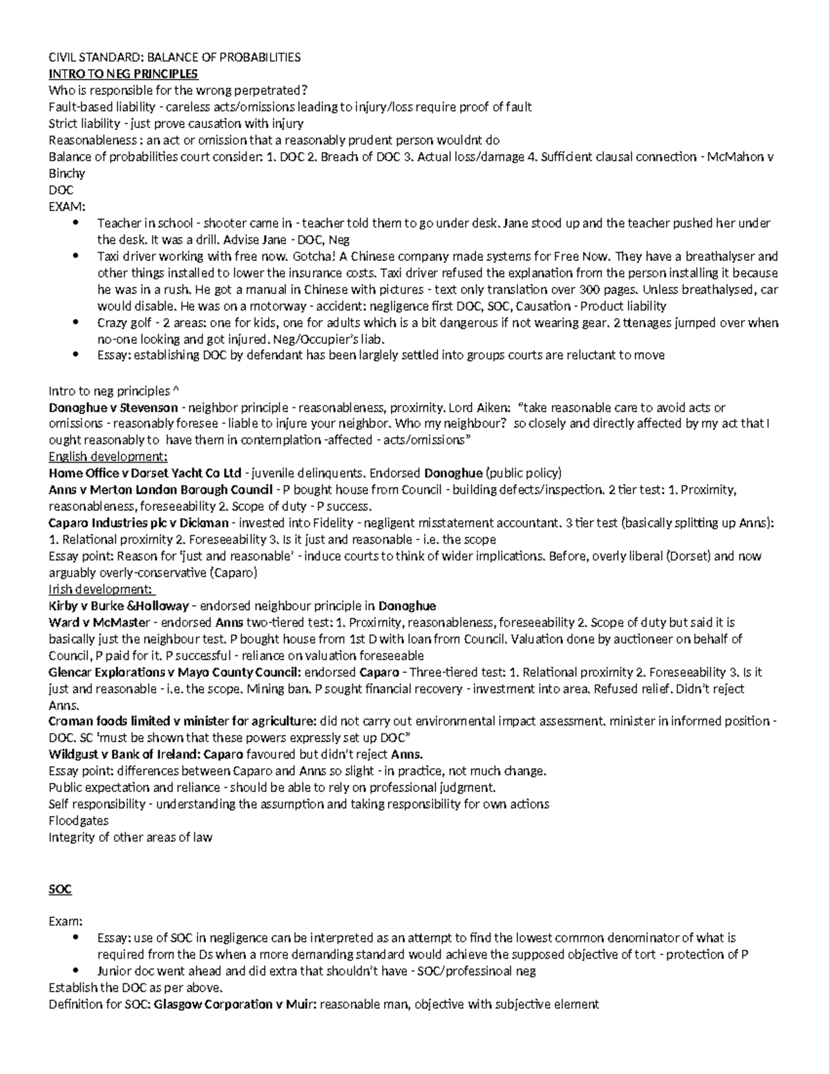 tort summary of topics used for fe1 exams from manuals - CIVIL STANDARD ...