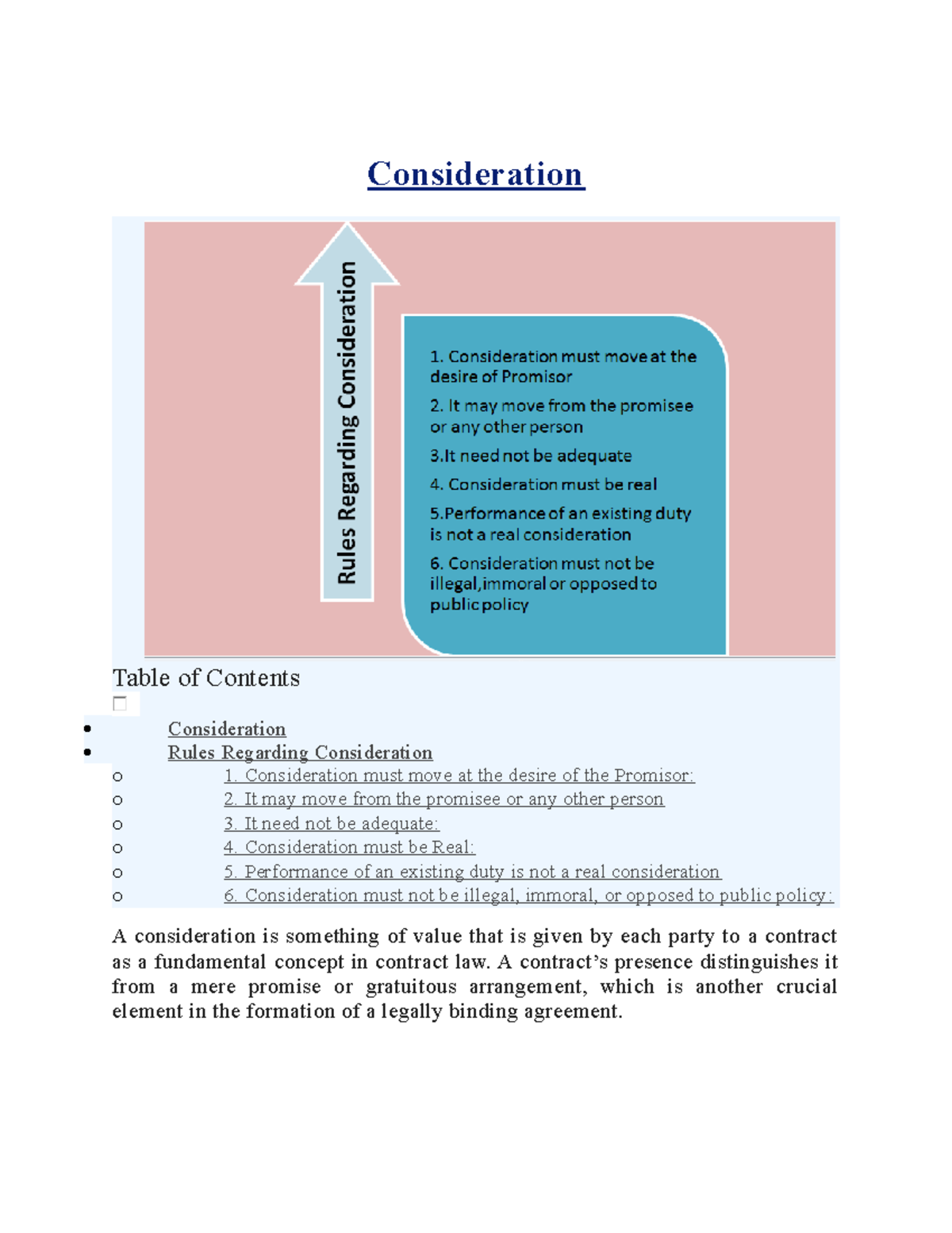 Consideration - Consideration must move at the desire of the Promisor ...