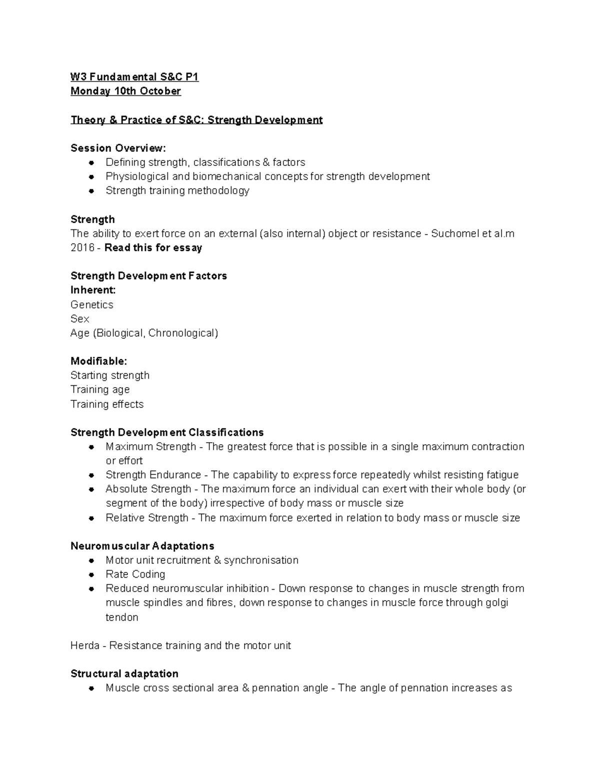 W3 Fundamental SC P1 - Week 3 Strength and conditioning applied ...