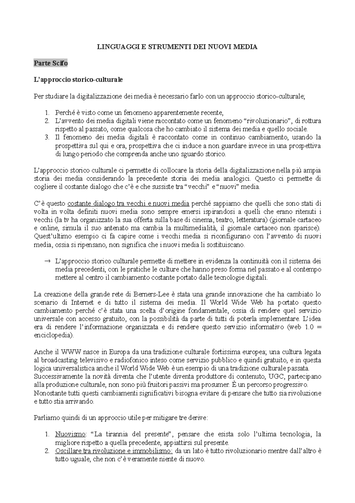 Linguaggi e strumenti dei nuovi media - LINGUAGGI E STRUMENTI DEI NUOVI MEDIA Parte Scifo - Studocu