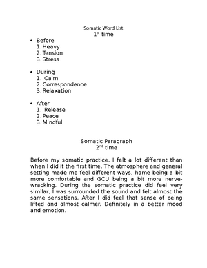 Somatics Reflection both list and paragraph - Somatics Reflection In ...
