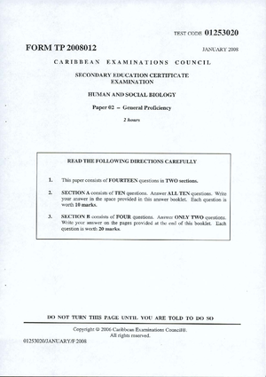 POA - Paper 02 -May June 2008 - TEST CODE 01239020 FORM TP 2008026 ...