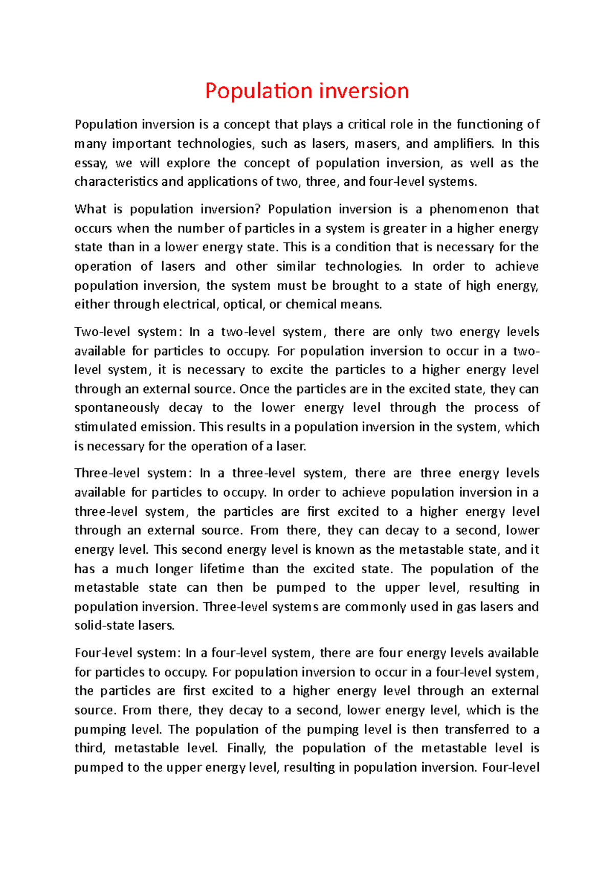 Population inversion - Population inversion Population inversion is a ...