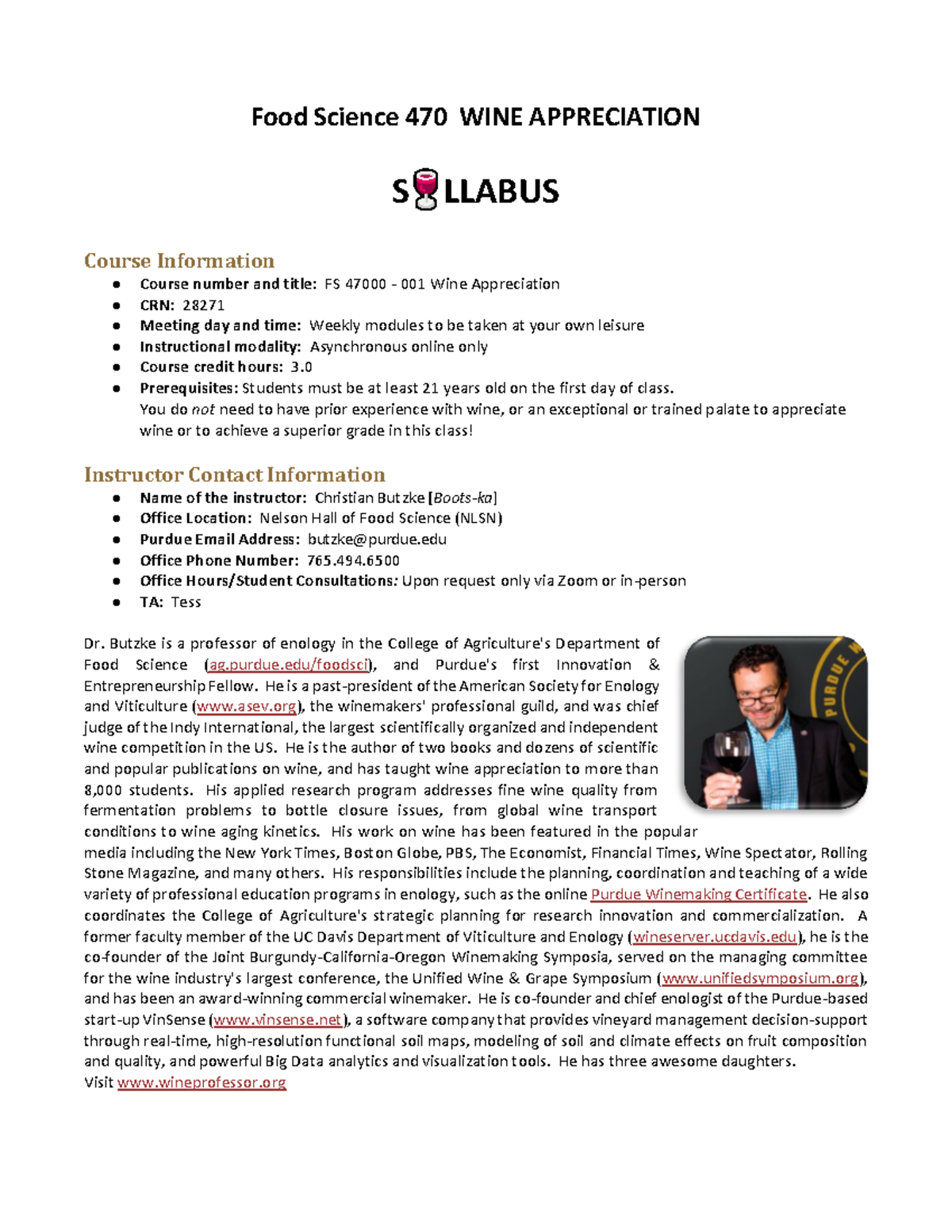 FS 470 Syllabus Online Spring 2022 - Food Science 470 WINE APPRECIATION ...