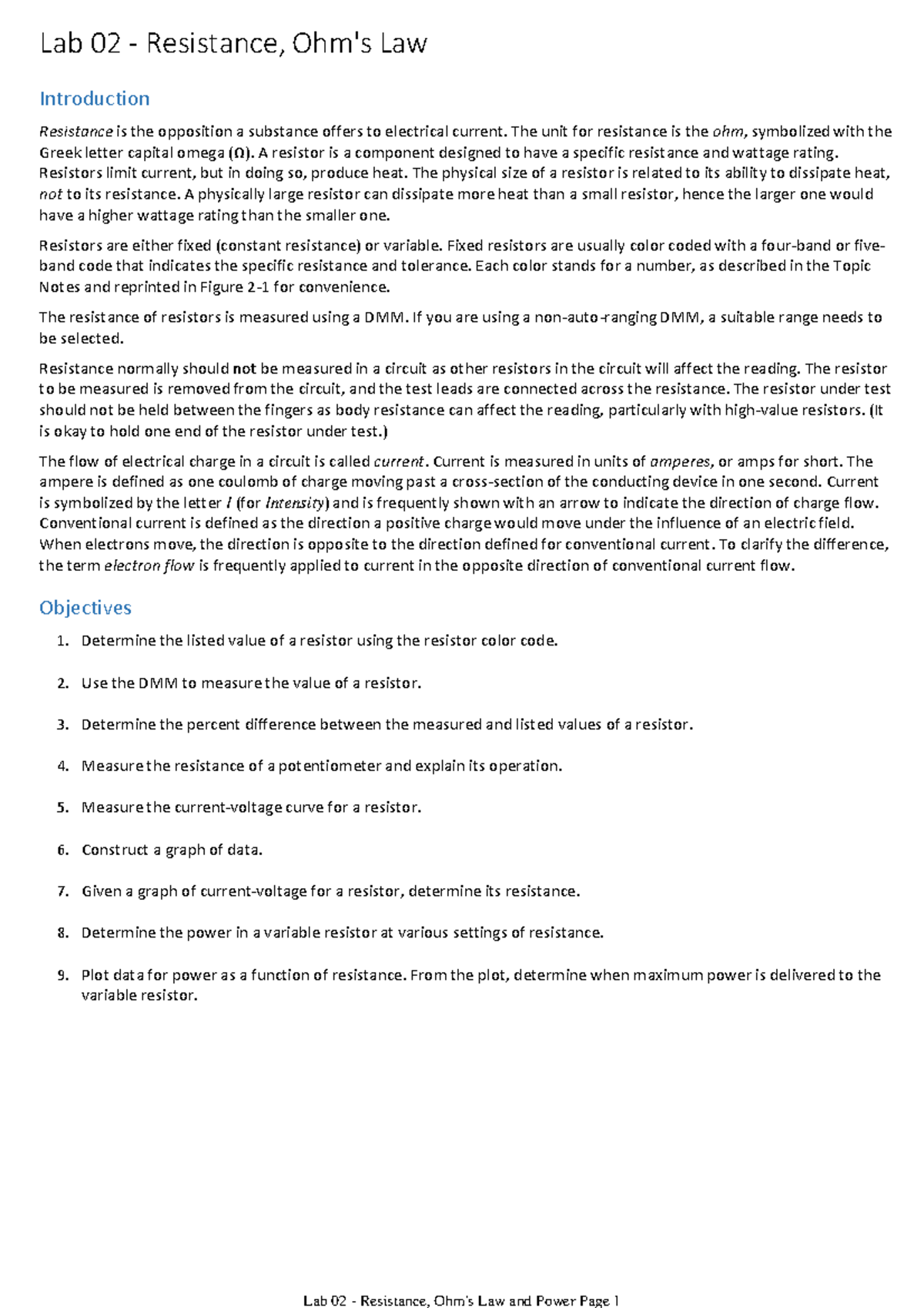 laboratory fulll - Determine the listed value of a resistor using the ...