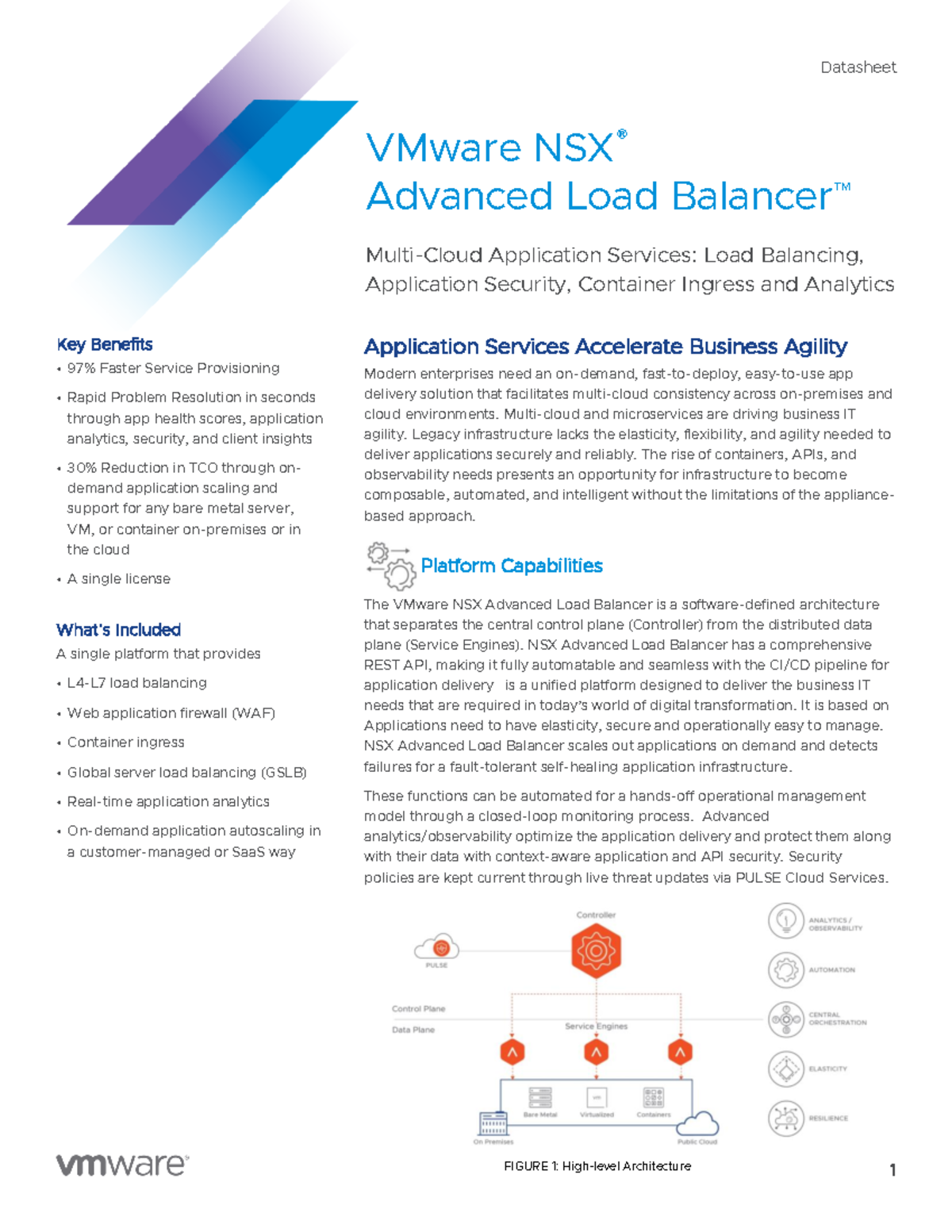 Avi vantage platform data sheet - 1 Datasheet VMware NSX Advanced Load Balancer Multi-Cloud ...