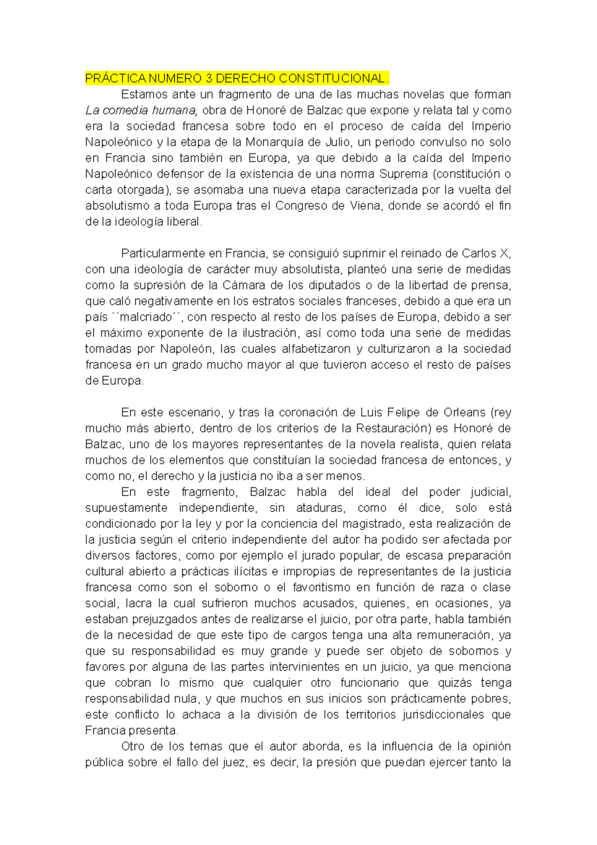 Practica numero 3 consti 2 - PRÁCTICA NUMERO 3 DERECHO CONSTITUCIONAL. Estamos ante un fragmento ...