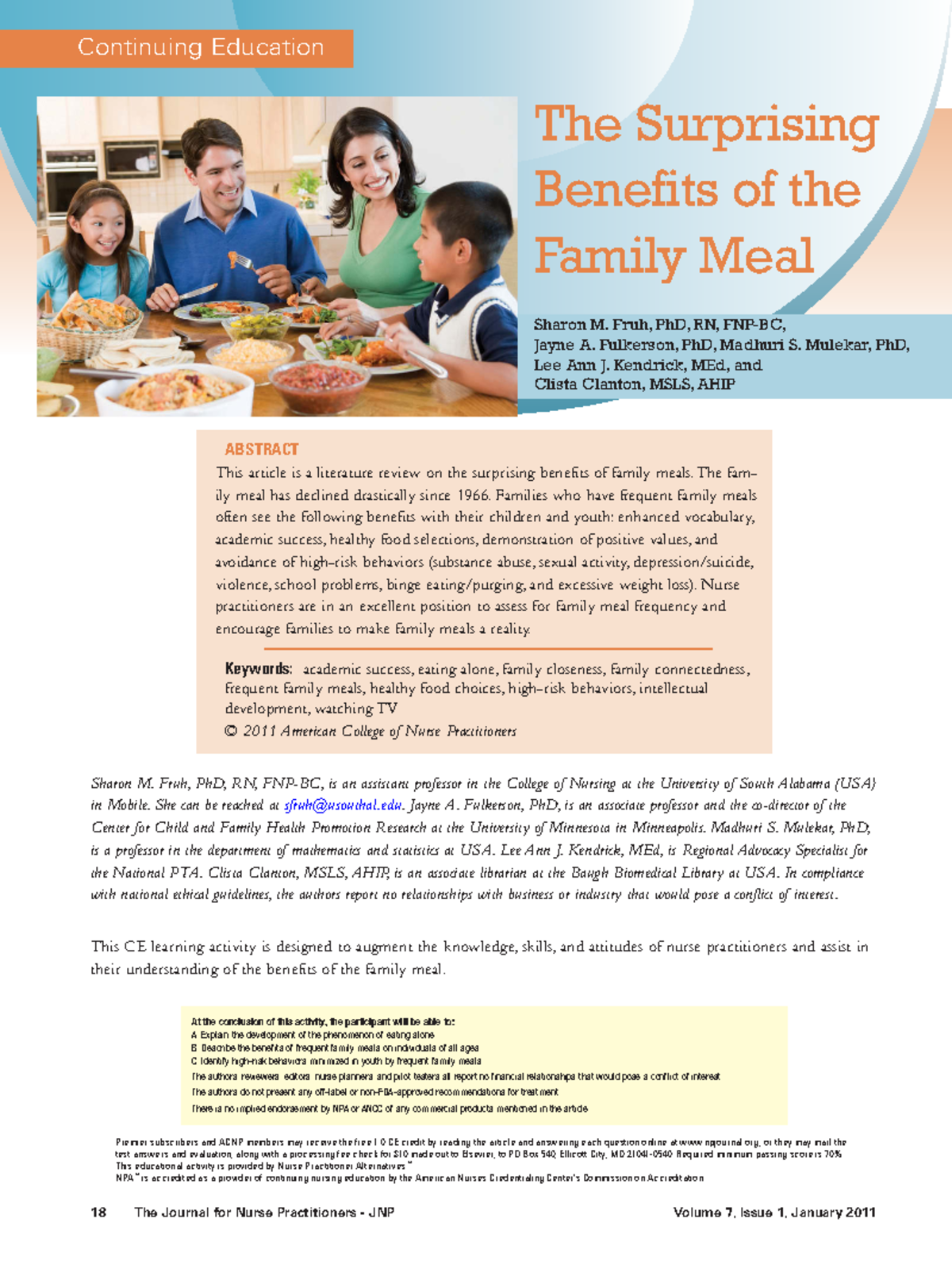 The Surprising Benefits of the Family Me - 18 The Journal for Nurse ...