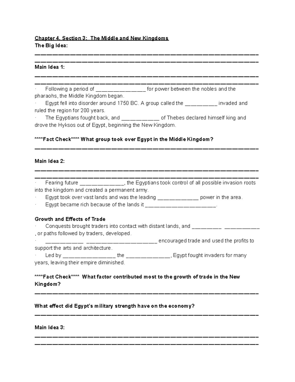 Chapter 4, Section 3 The Middle and New Kingdoms - Chapter 4, Section 3 ...