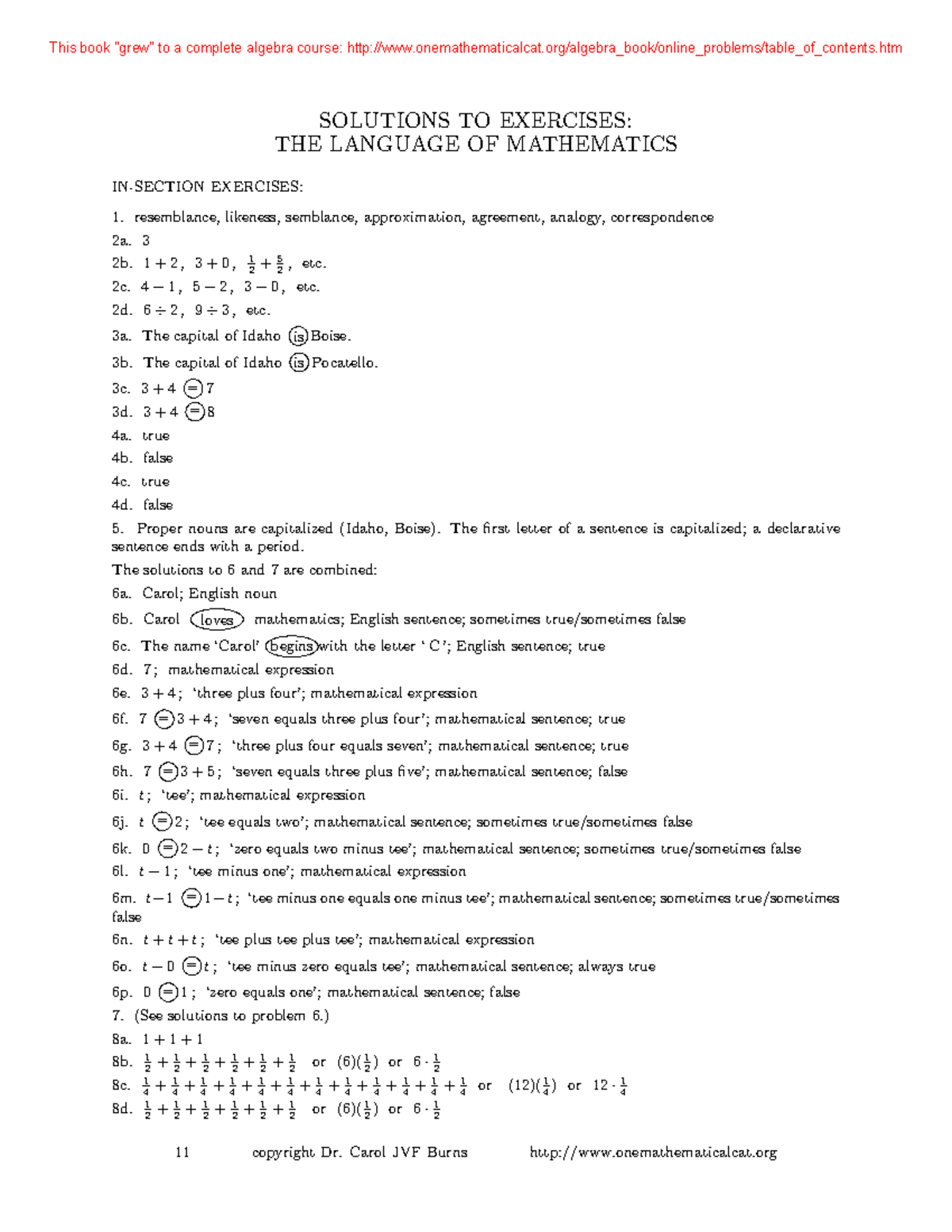 SOLN1 - math - SOLUTIONS TO EXERCISES: THE LANGUAGE OF MATHEMATICS IN-SECTION EXERCISES: 1 ...