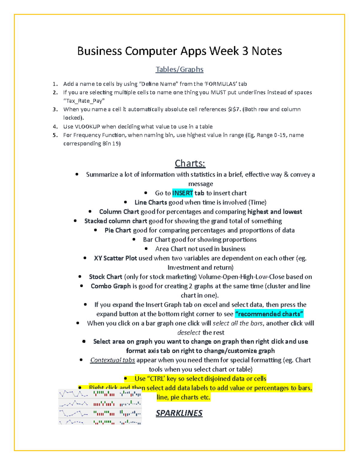 Business Computer Apps Note 3 - Business Computer Apps Week 3 Notes ...