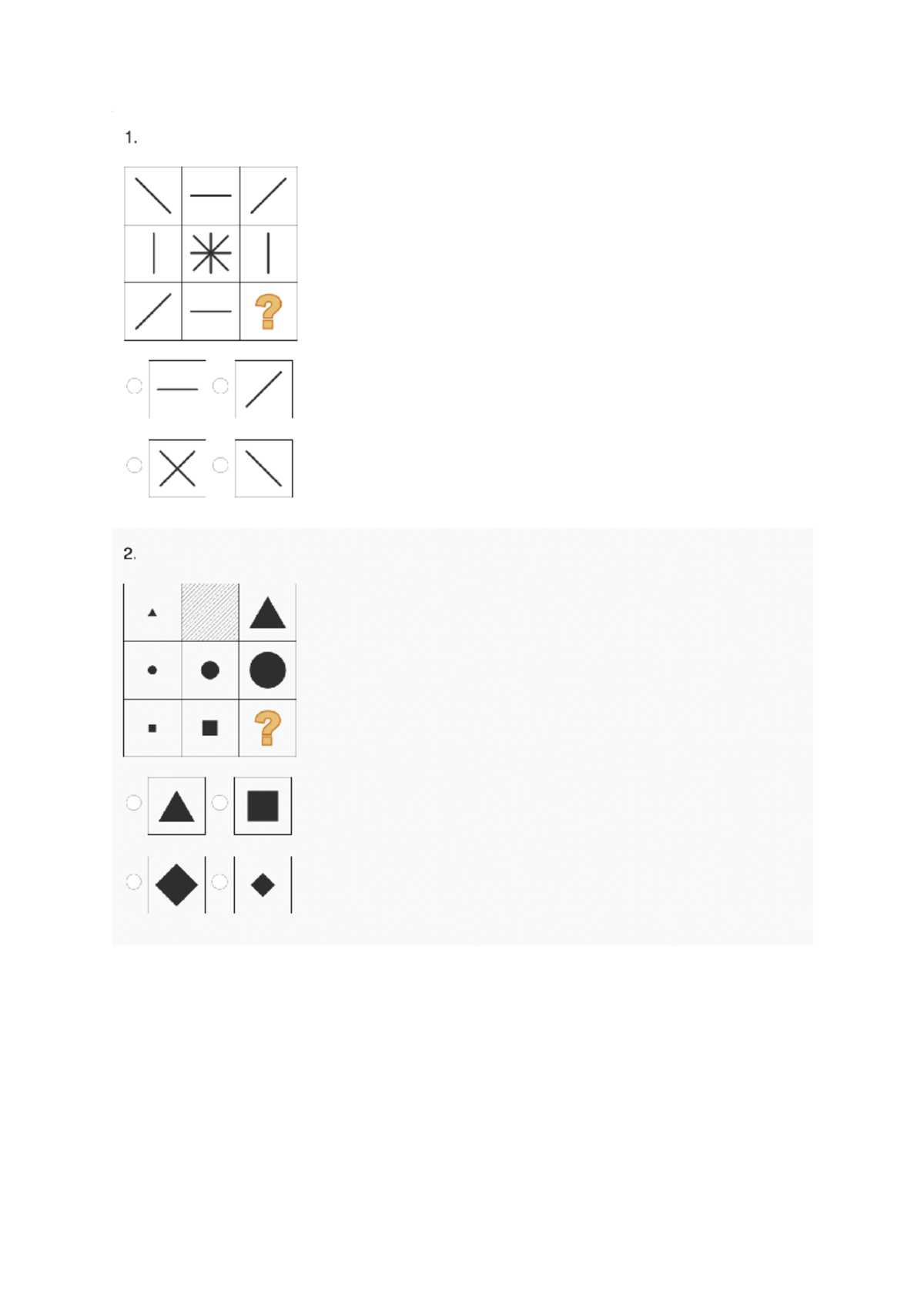 Logical Reasoning Test - ANSWER The nine cells in the grid make a ...