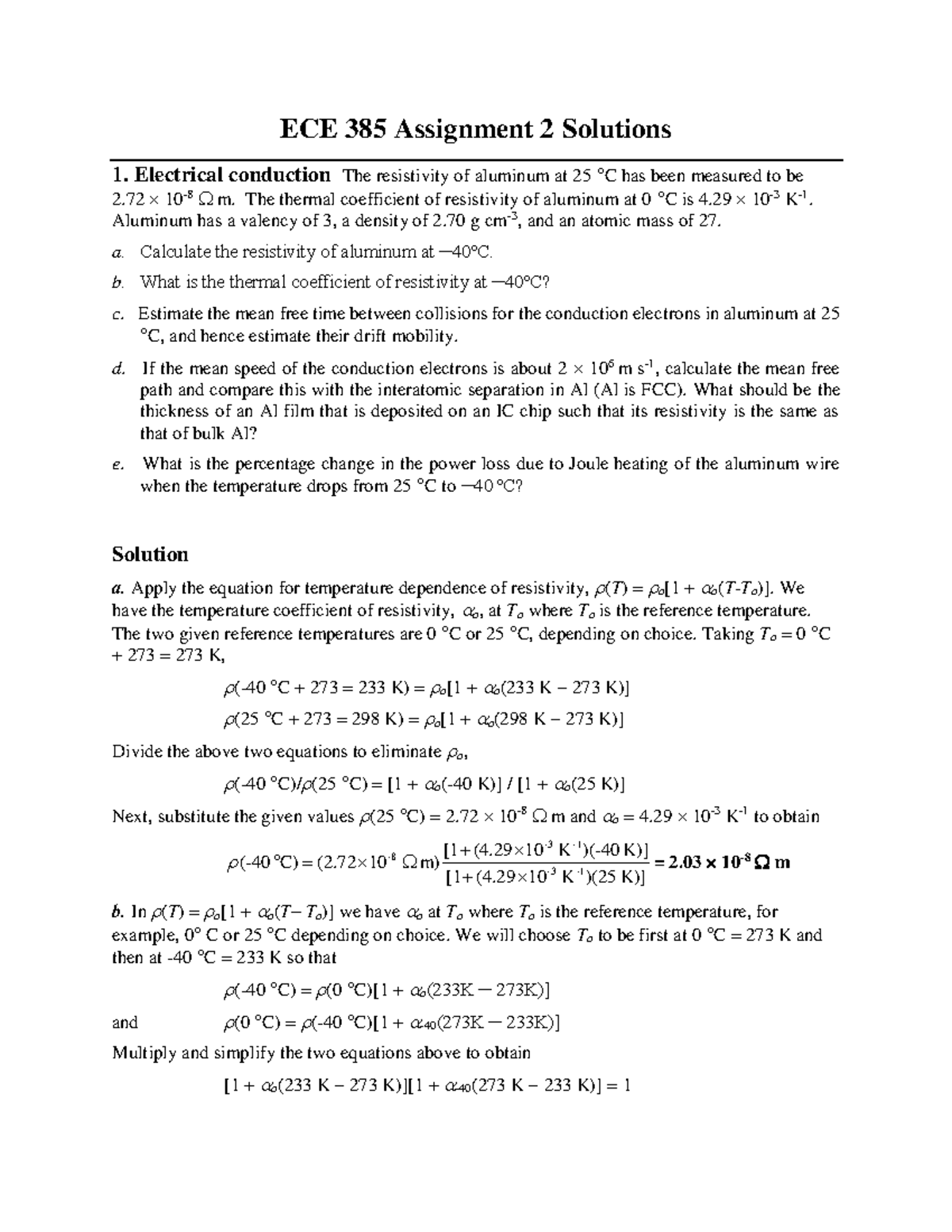 Solutions ECE385 Assignment 2 Fall2021 - 150 - Studocu