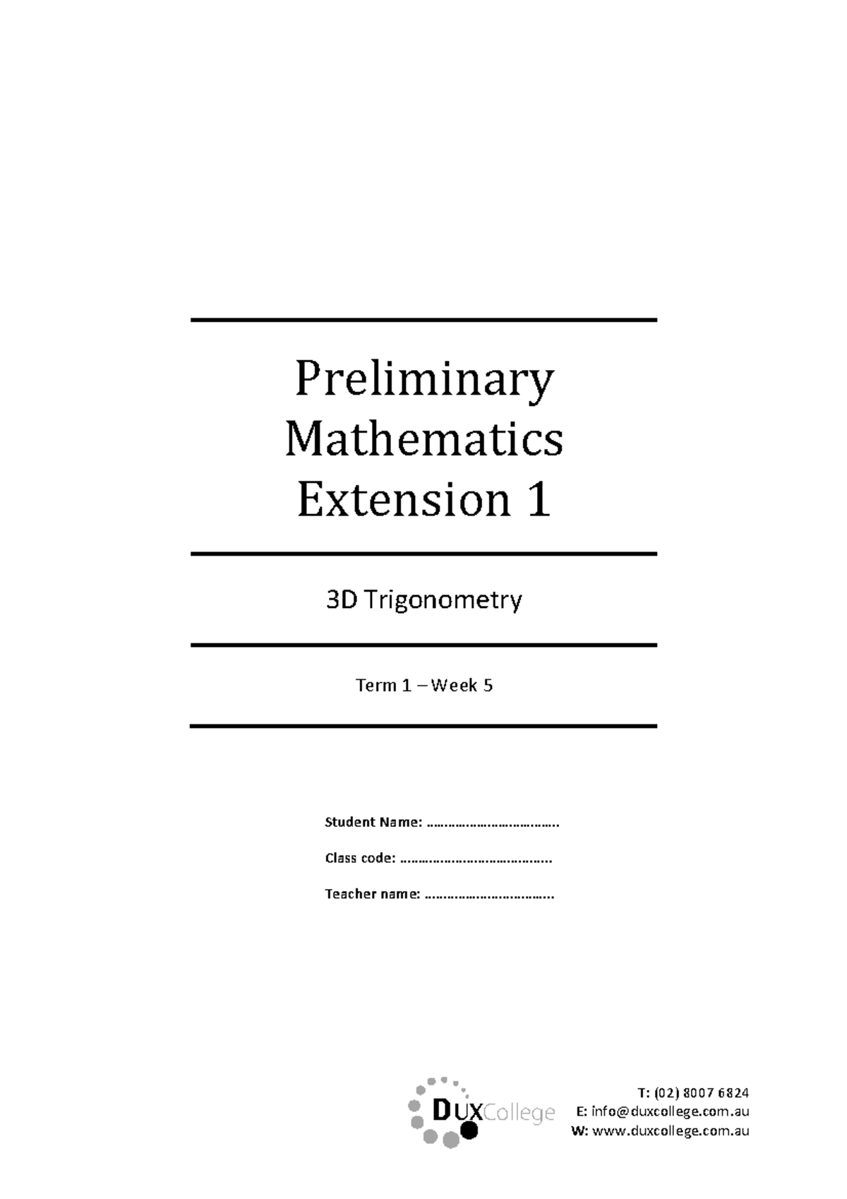 Dux College - 3D Trig - Extension 1 maths HSC 3D trig questions ...