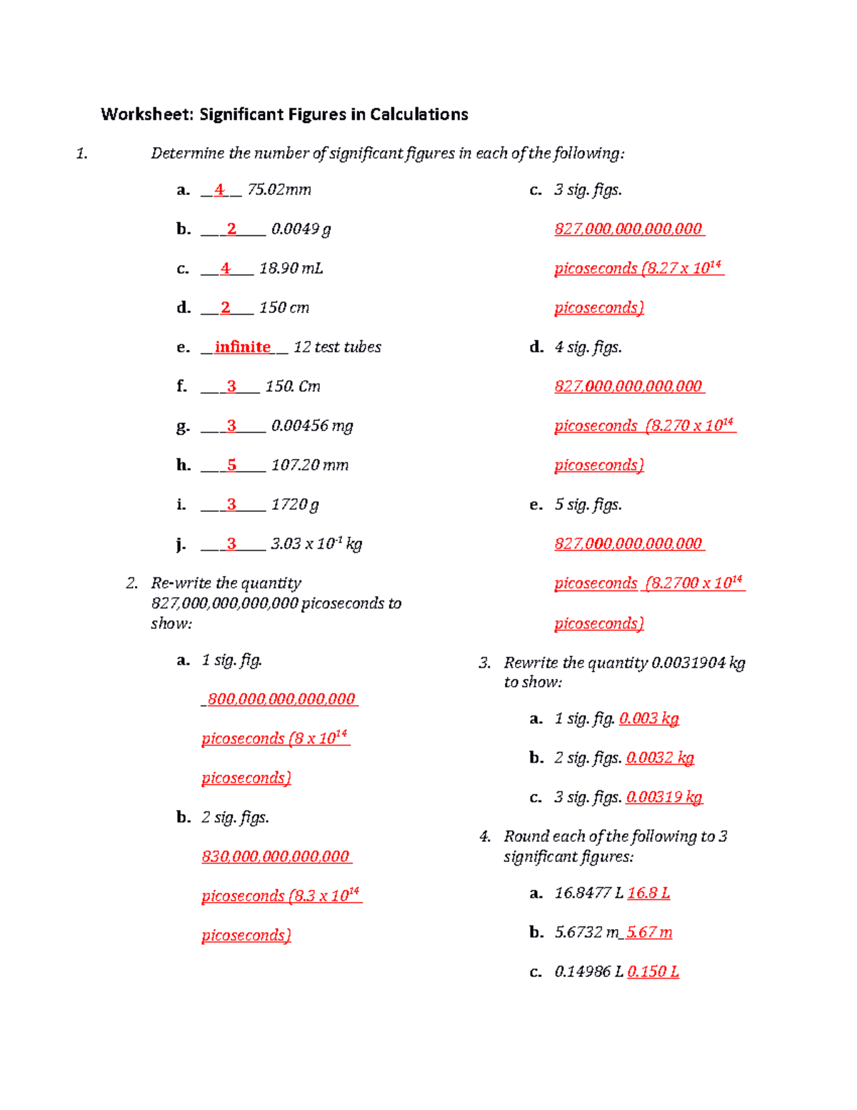 Significant Figures Worksheet III Answersawd - Worksheet: Significant ...