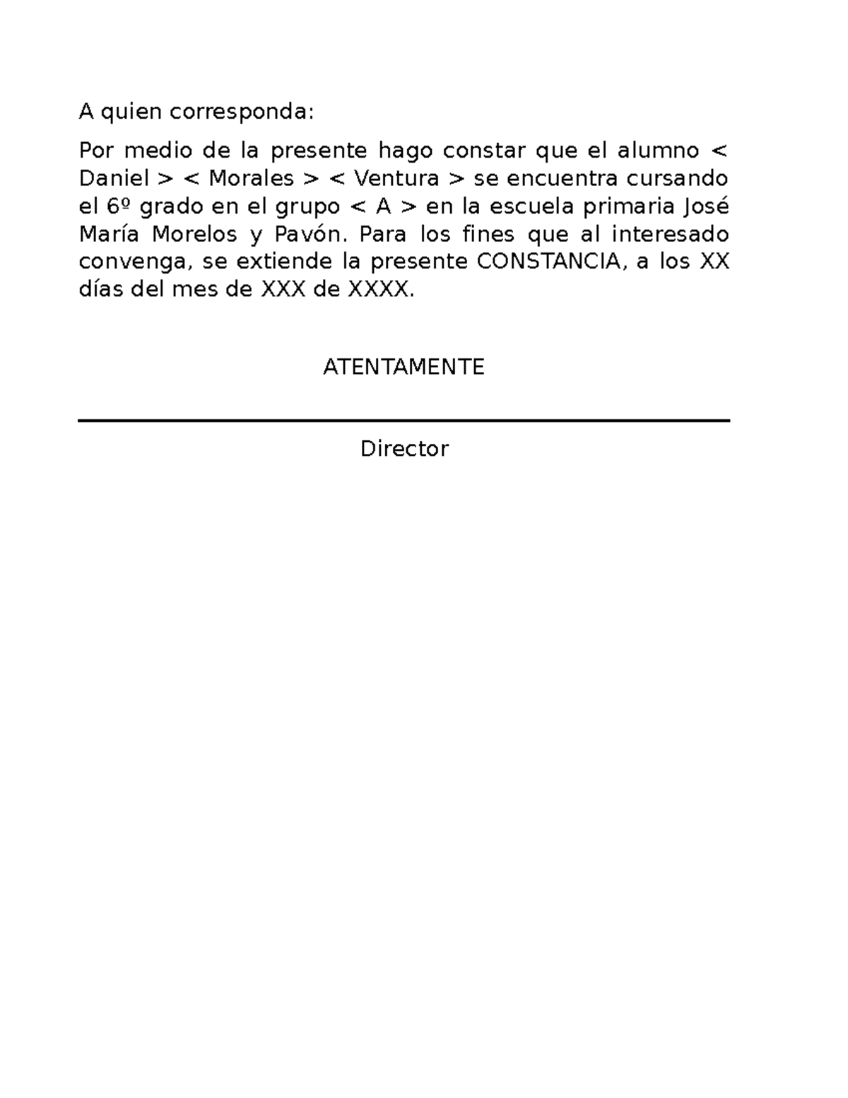 A quien correspond 1 2 - cartas - Por medio de la presente hago constar ...