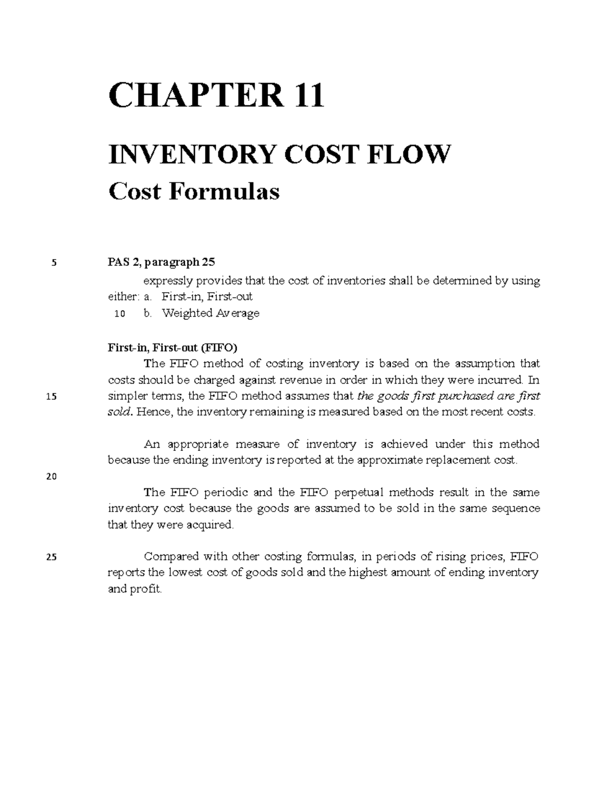 Chapter 11-Inventory Cost Flow (Cost Formulas) - CHAPTER 11 INVENTORY ...