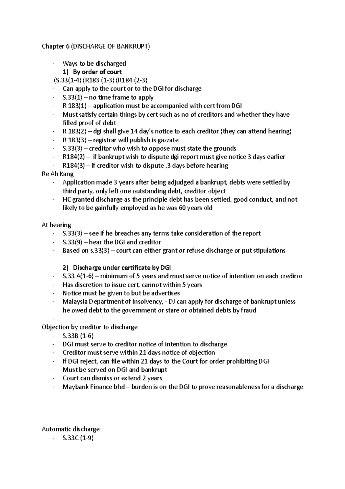Chapter 6 insol - Chapter 6 (DISCHARGE OF BANKRUPT) Ways to be ...