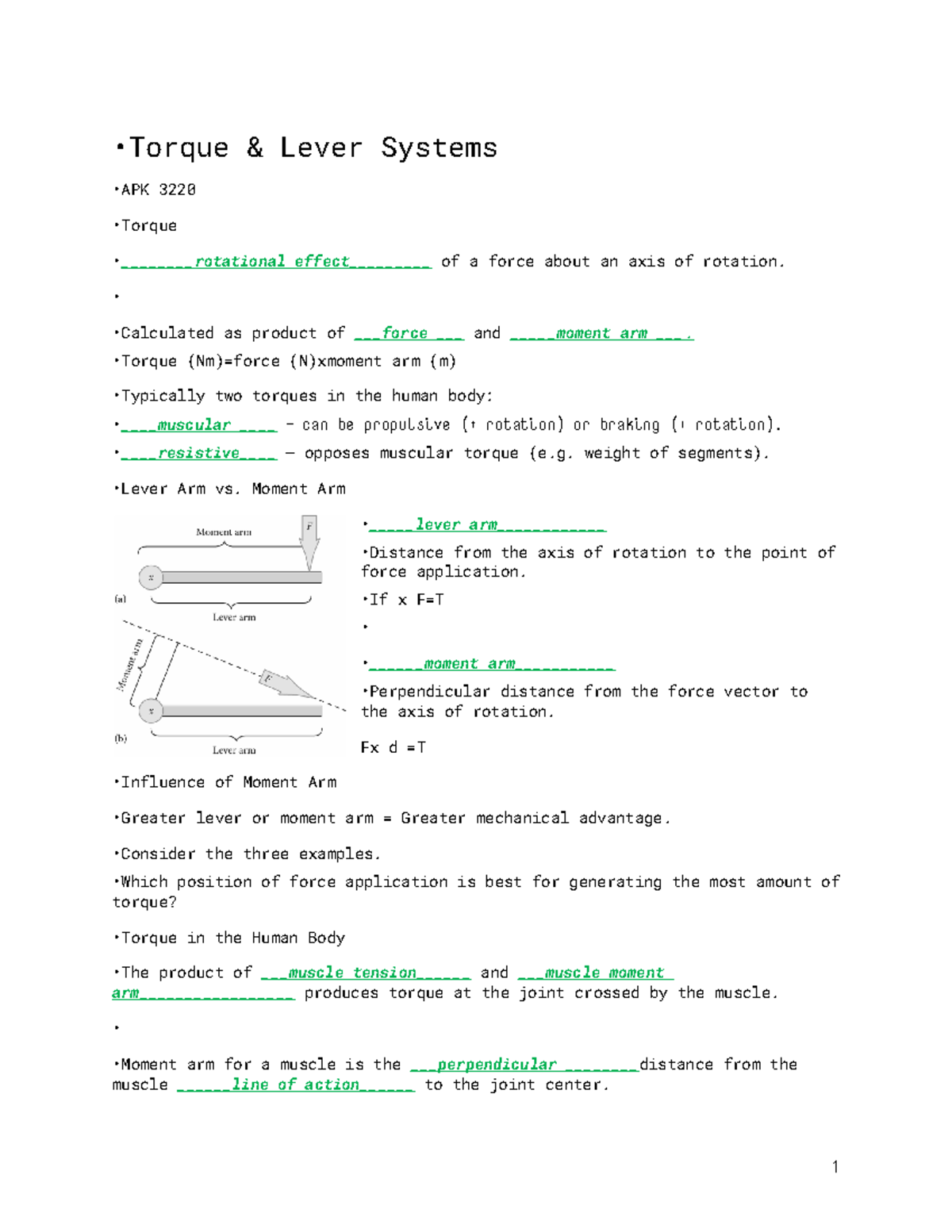 •Torque & Lever Systems - •Torque & Lever Systems •APK 3220 •Torque ...