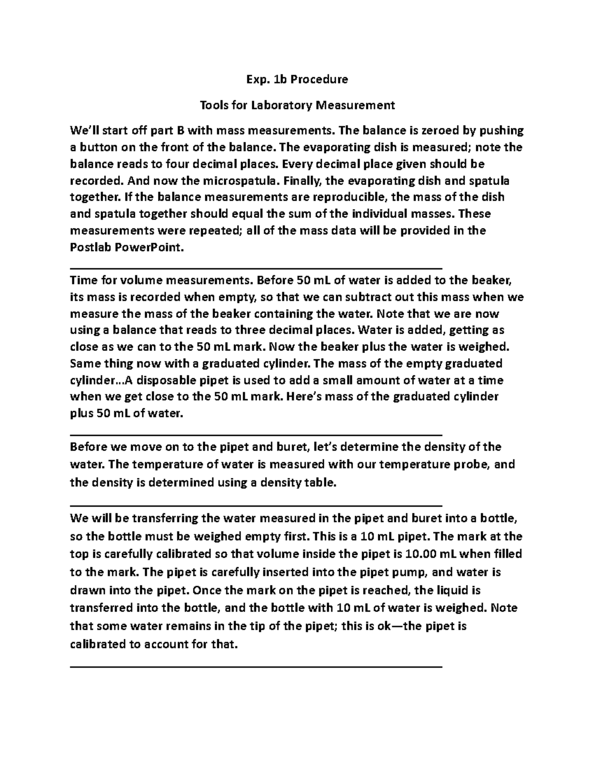 Exp. 1b procedure script-1 - Exp. 1b Procedure Tools for Laboratory ...