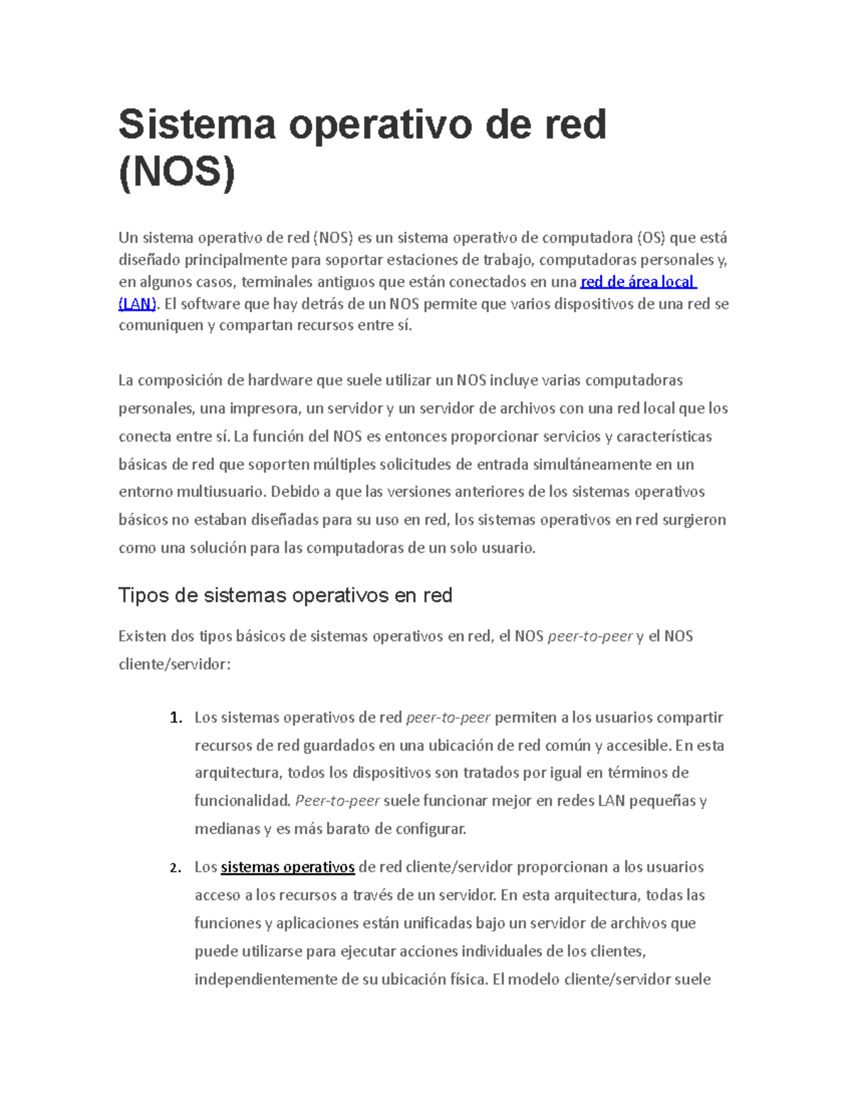 Sistema operativo de red - El software que hay detrás de un NOS permite ...