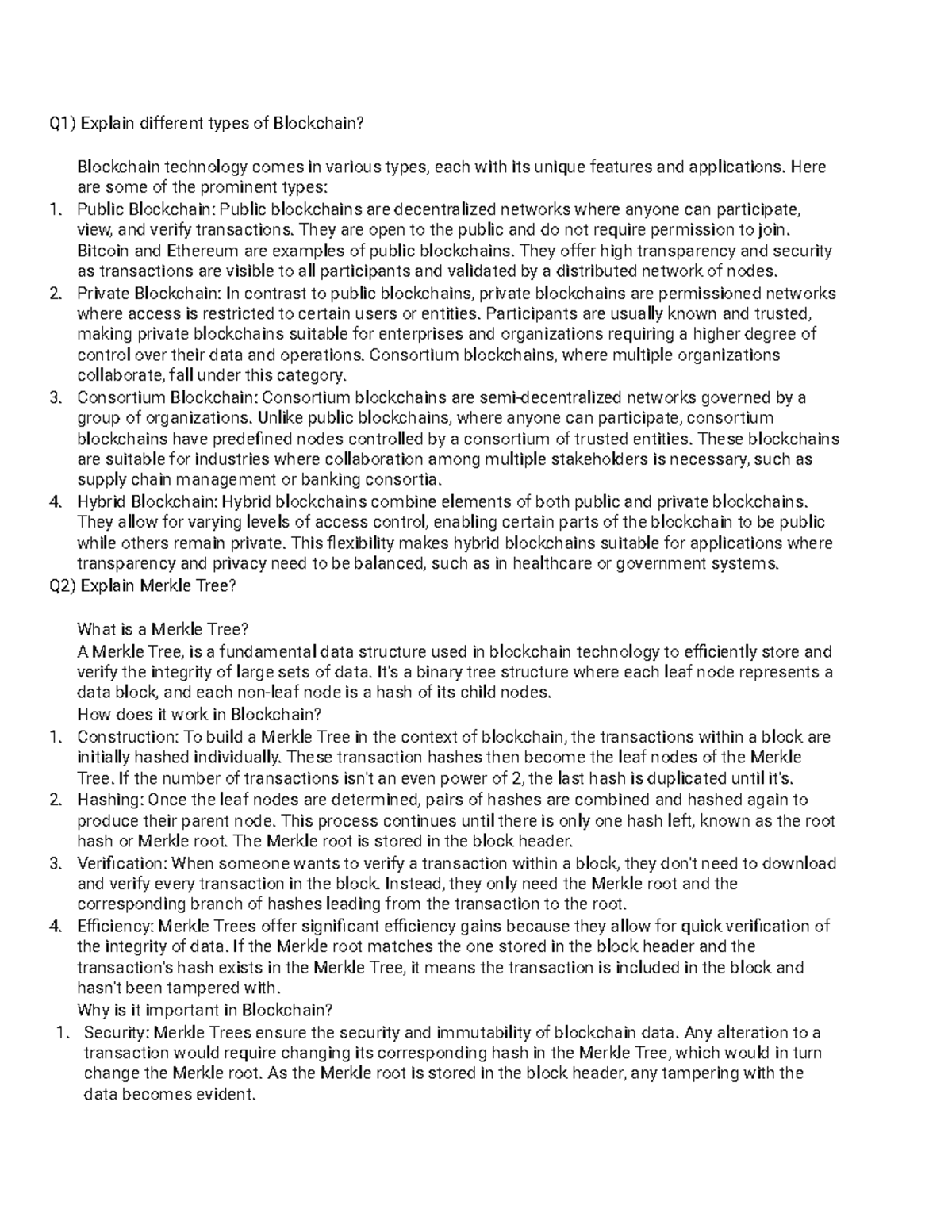 Blockchain - Q1) Explain different types of Blockchain? Blockchain technology comes in various ...