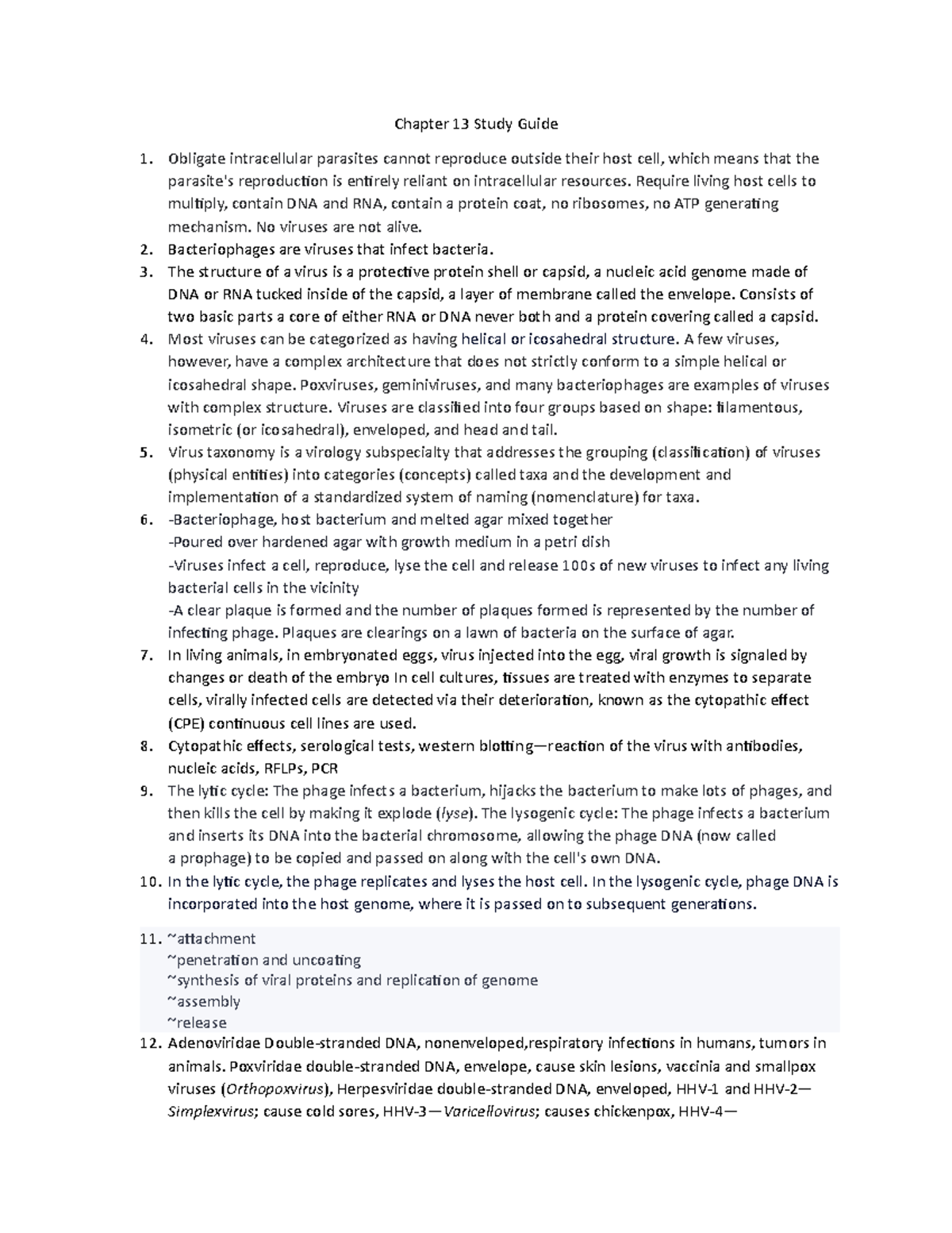 Study guide 13 - Chapter 13 Study Guide Obligate intracellular ...