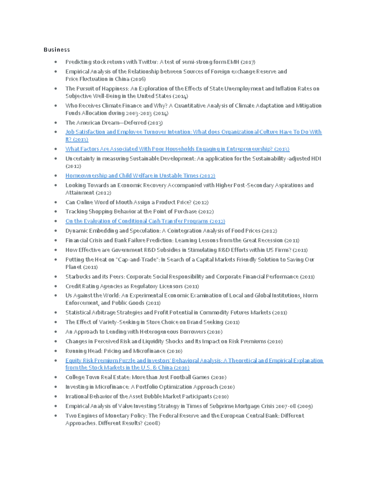 Sample Titles - in case you haven't think of a research title - B u s i ...