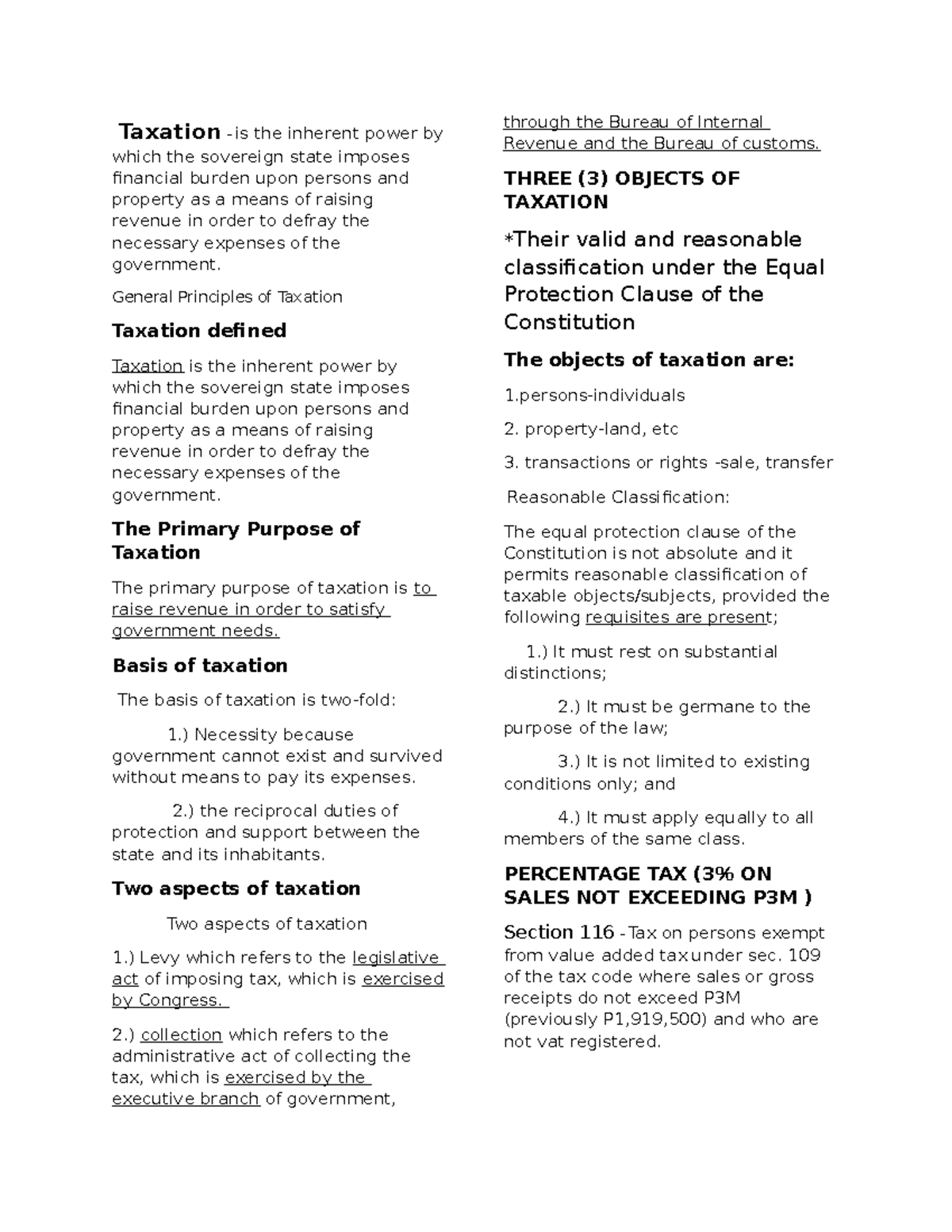 Taxation - Agent P. - Taxation - is the inherent power by which the ...