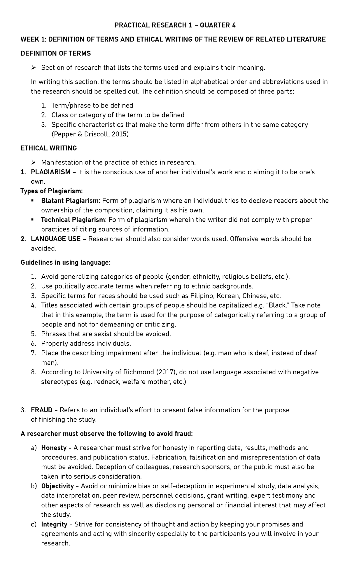 PR1- Bonus WEEK - Definition of Terms - PRACTICAL RESEARCH 1 – QUARTER ...