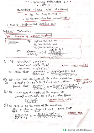 Unit-2 BAS103 Imp. Question by Dr. Anuj Kumar - B.tech - Studocu