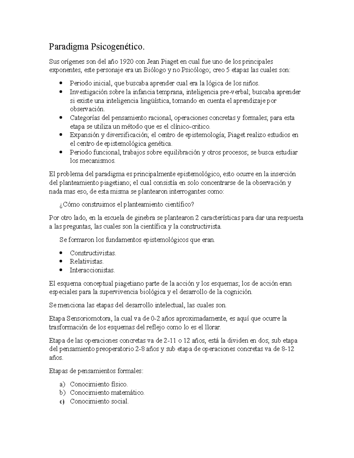 Paradigma Psicogenético - Sus orígenes son del año 1920 con Jean Piaget ...
