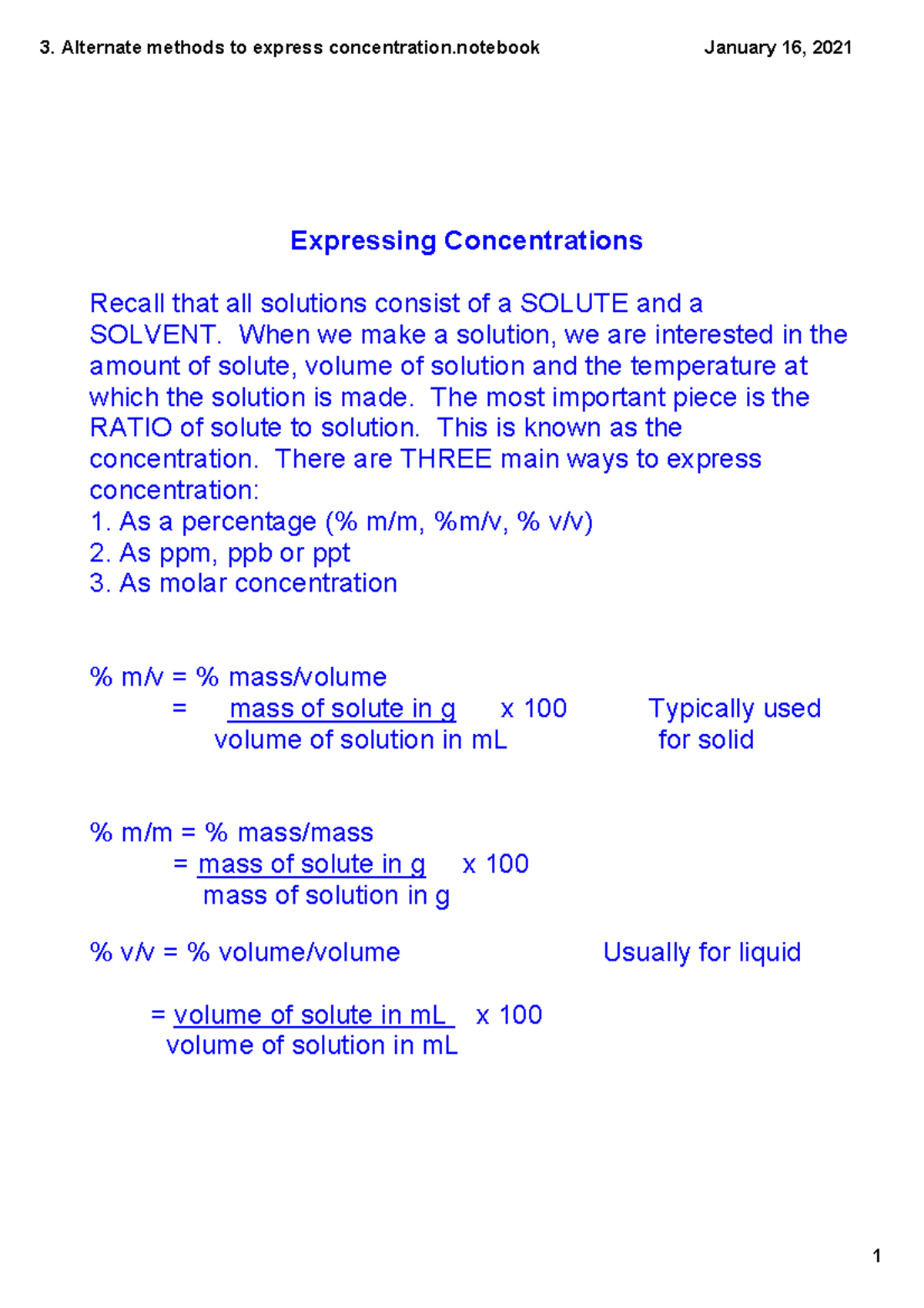 3. Student Copy Alternate methods to express concentration - CHM 1321 ...
