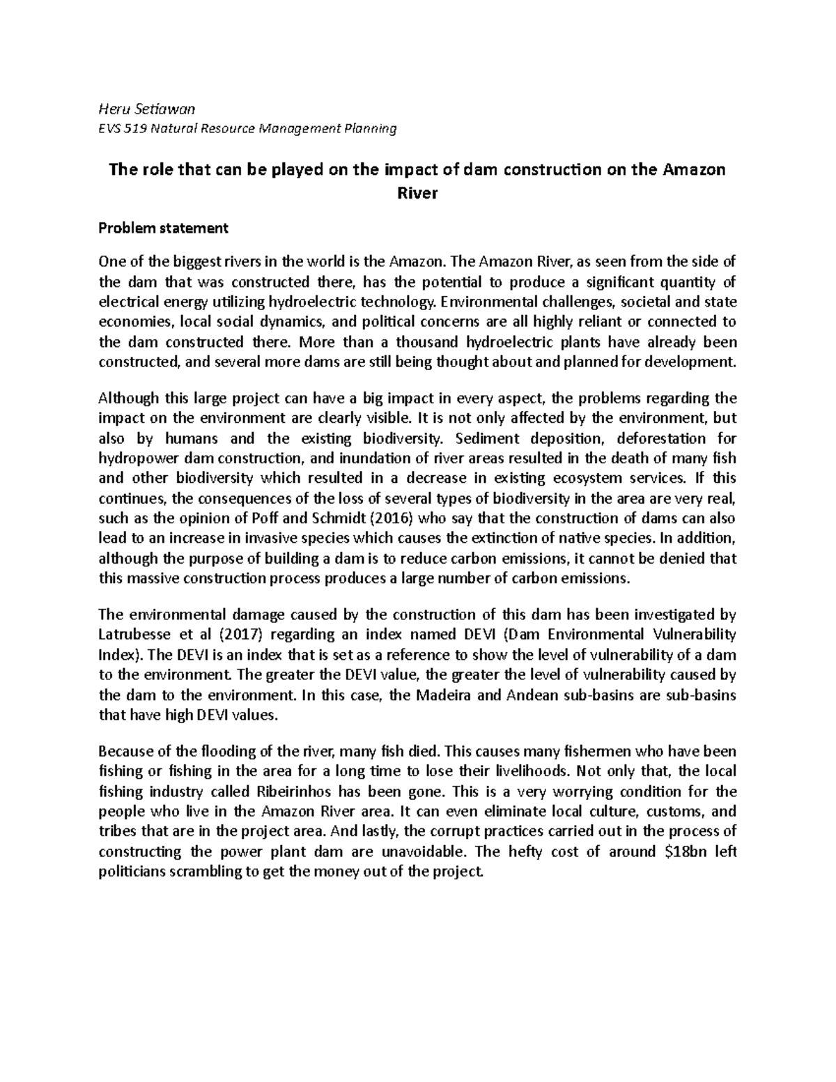 EVS 519 Week 1 1b Assignment - Heru Setiawan EVS 519 Natural Resource ...
