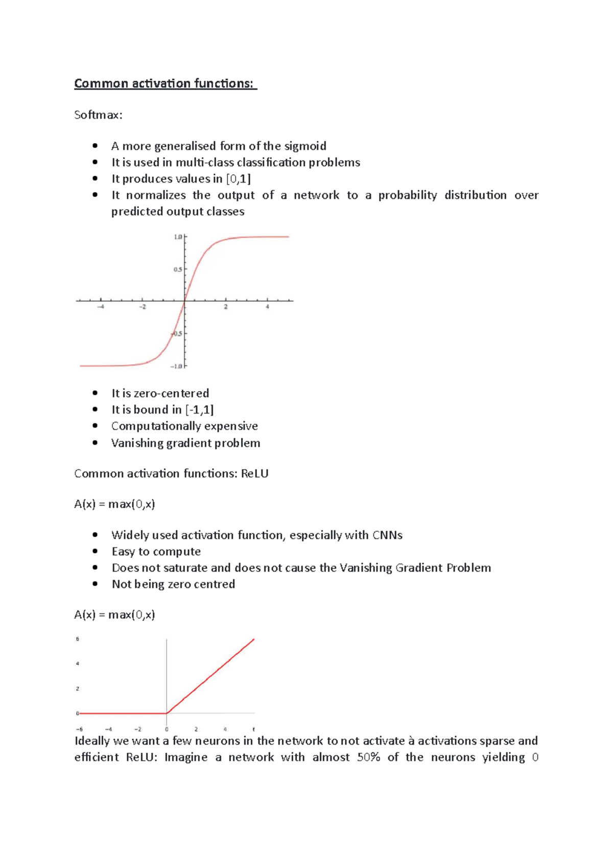 Common activation functions - Common activation functions: Softmax: A ...